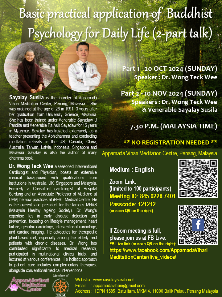 Basic practical application of Buddhist Psychology for Daily Life (2 ...